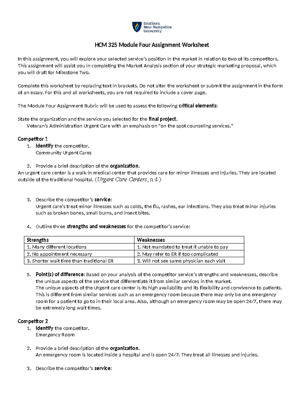 HCM 325 Module Four Assignment Worksheet - This assignment will assist ...