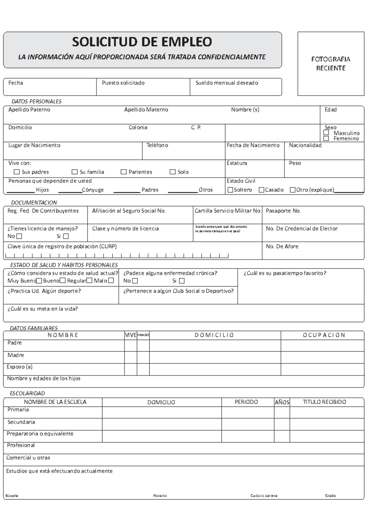 Solicitud De Empleo En Pdf Para Llenar En 2022 Solicitud De Empleo 8890