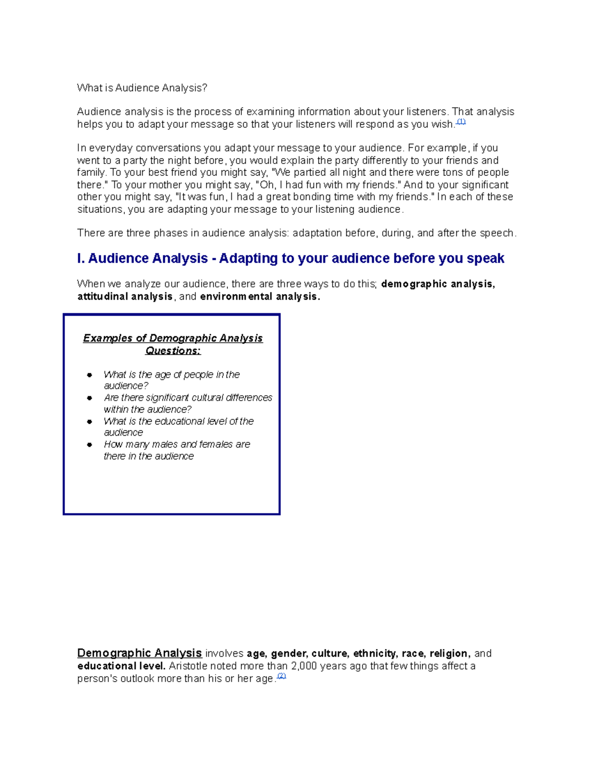 Audience Analysis - What is Audience Analysis? Audience analysis is the ...