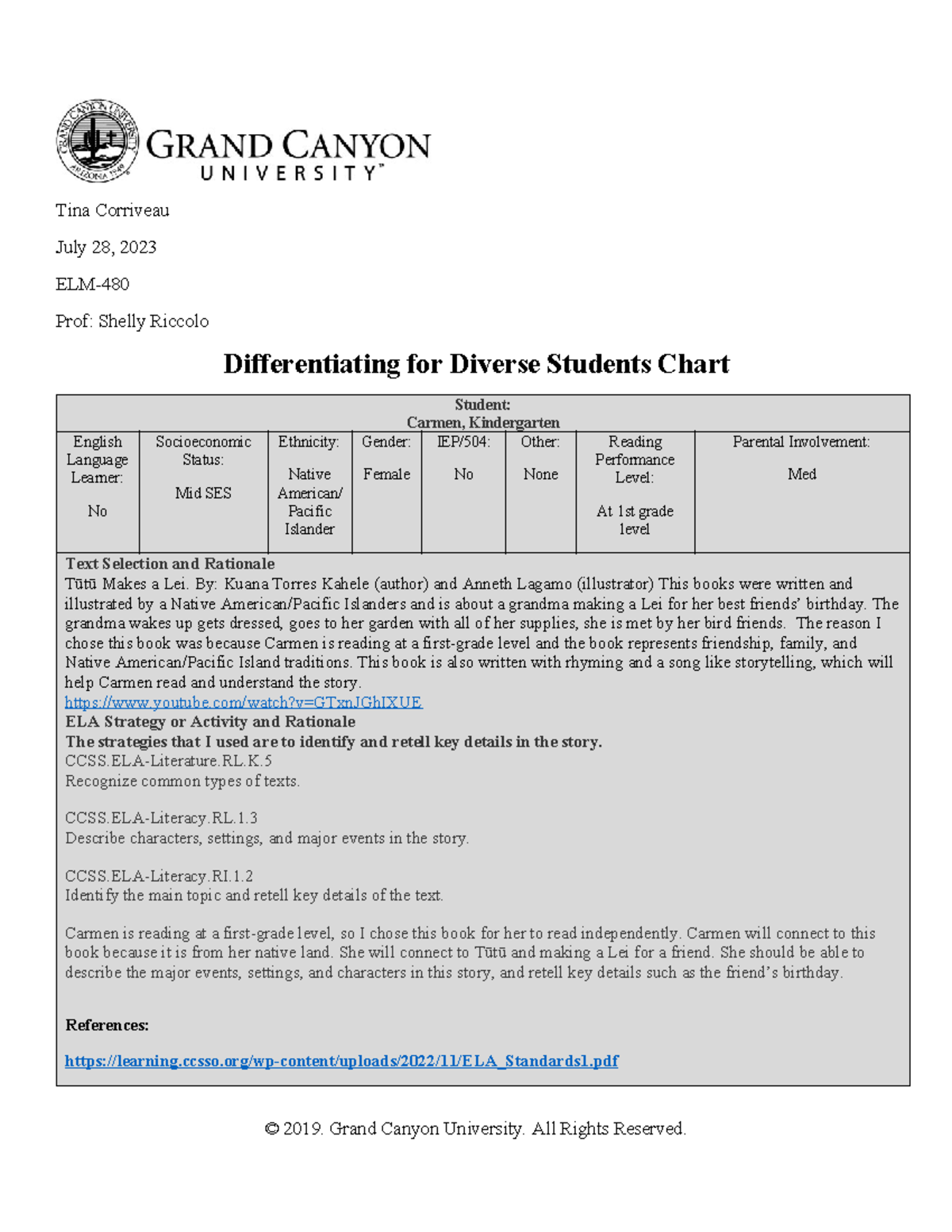 Topic 6-Differentiating for Diverse Learners chart - Tina Corriveau ...