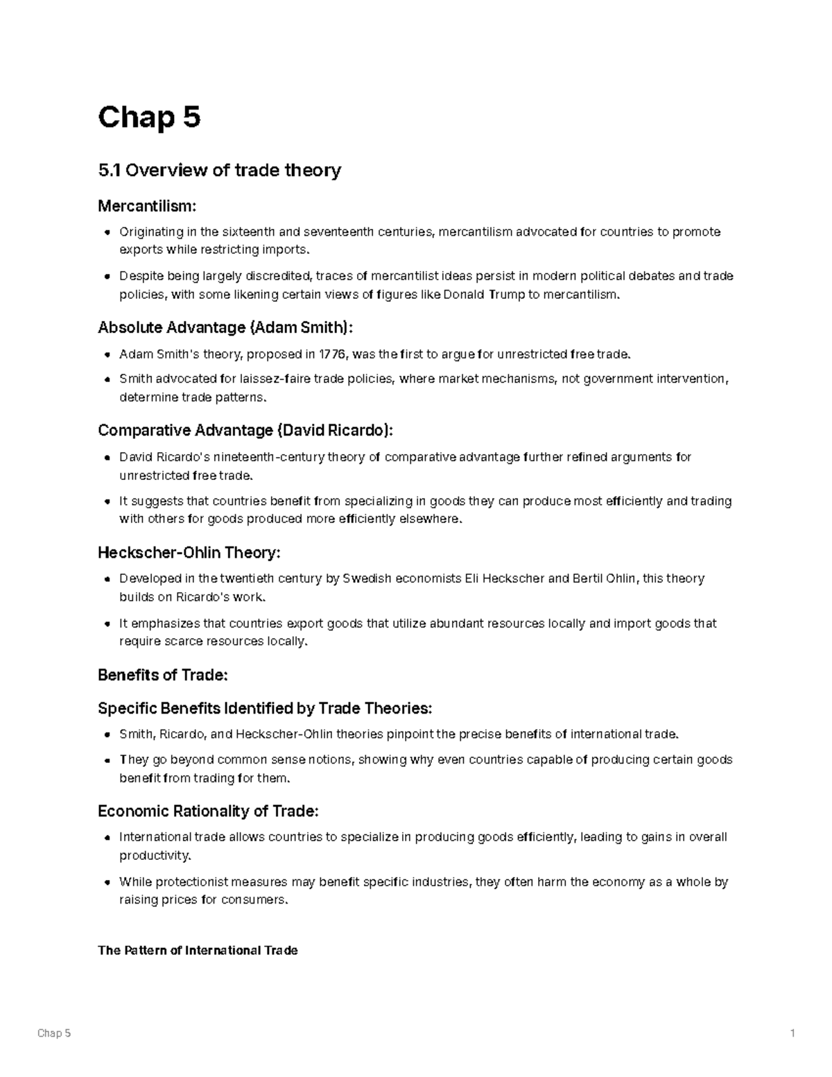 Chap5 - Chap 5 5 Overview of trade theory Mercantilism: Originating in the sixteenth and ...