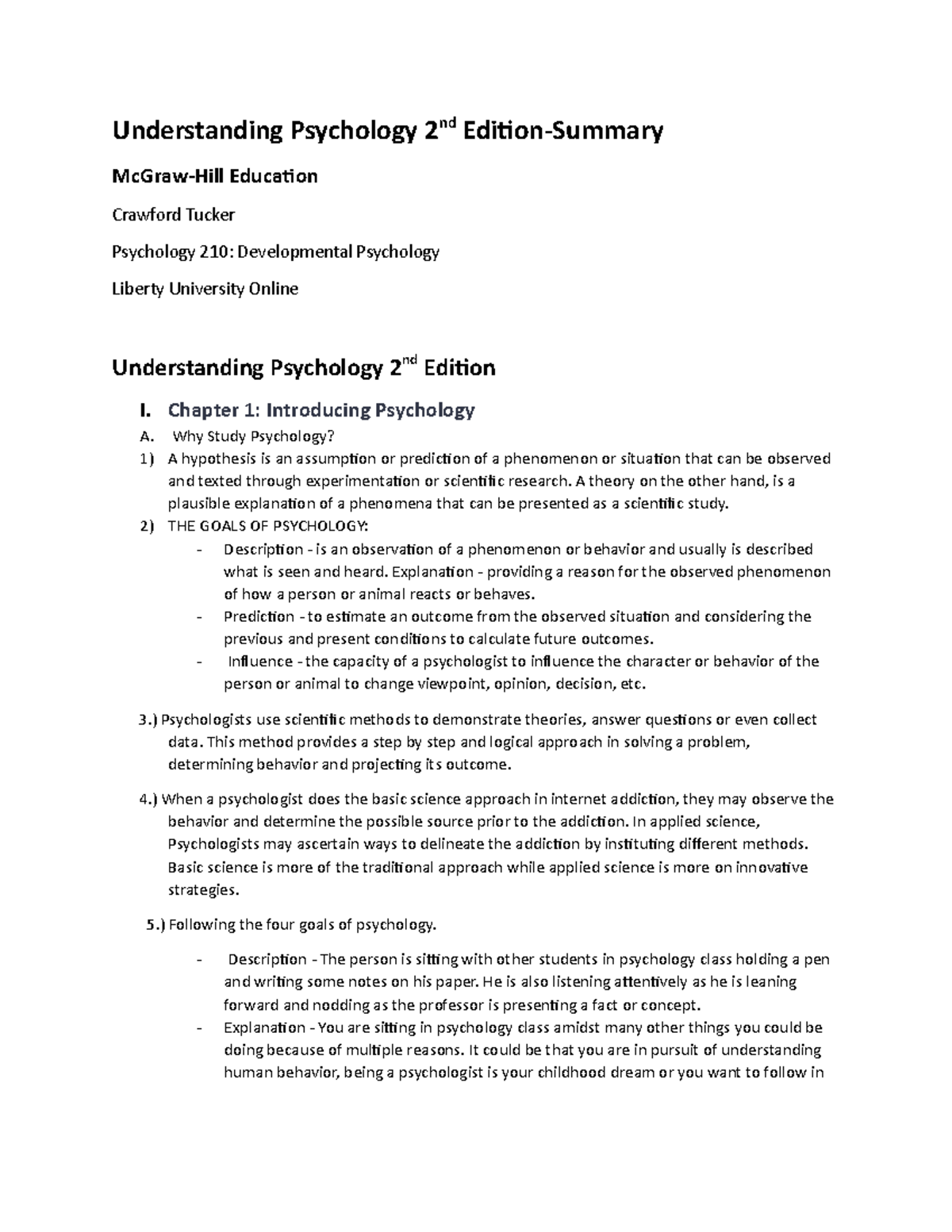 Understanding Psychology-Summary - Understanding Psychology 2 nd ...