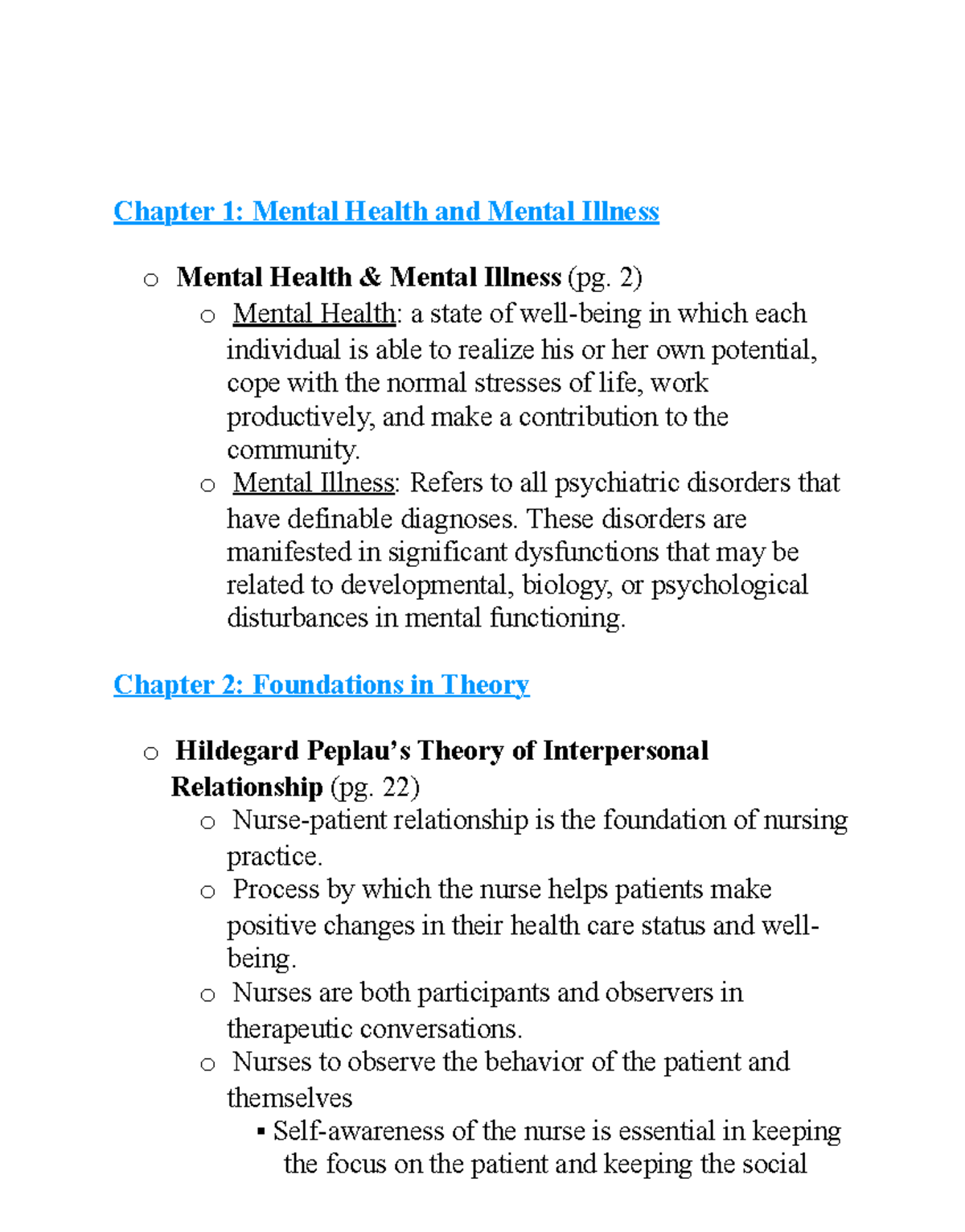 Exam 1 Review - Study guide - Chapter 1: Mental Health and Mental ...