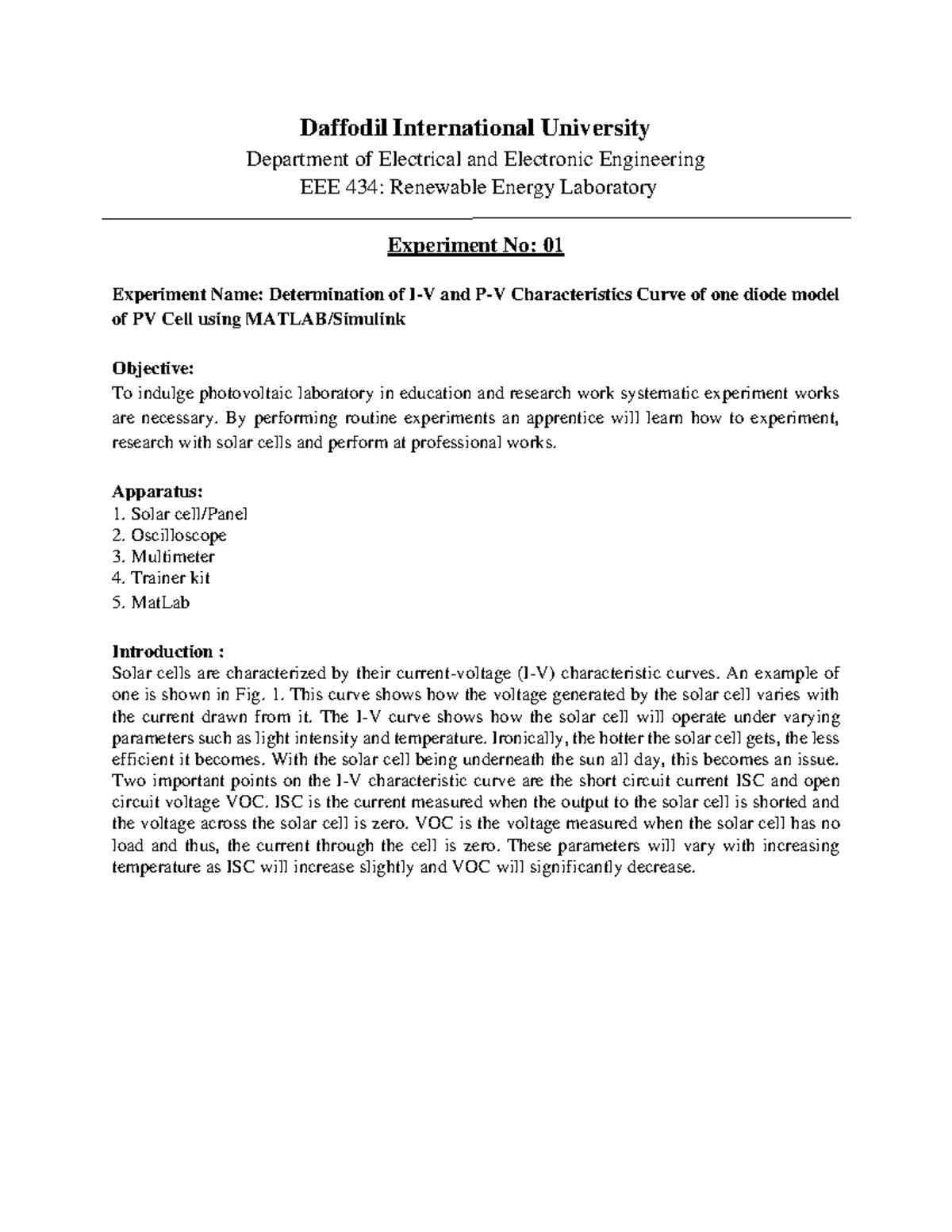 Lab Experiment 01 Lab Manual Daffodil International University Department Of Electrical And