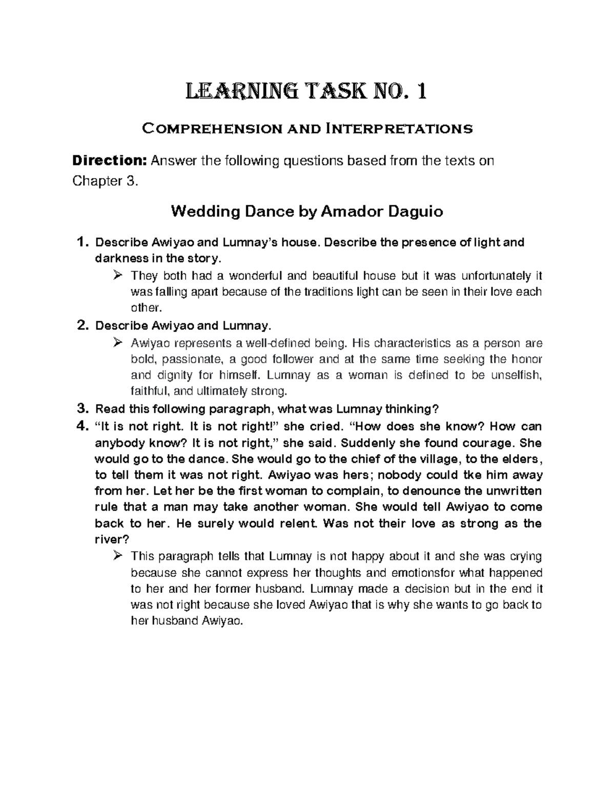 Chapter III- LEARNING TASK- LITERATURE IN CAR AND NCR - Learning Task ...