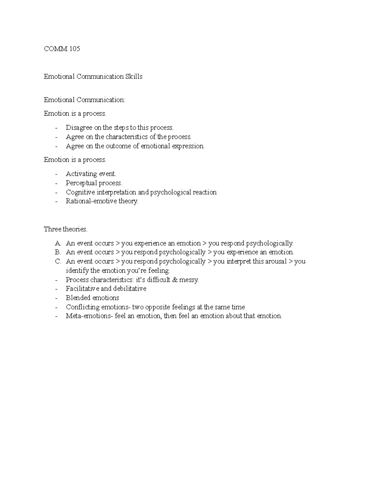 COMM 105 Emotional Communication Skills - COMM 105 Emotional ...