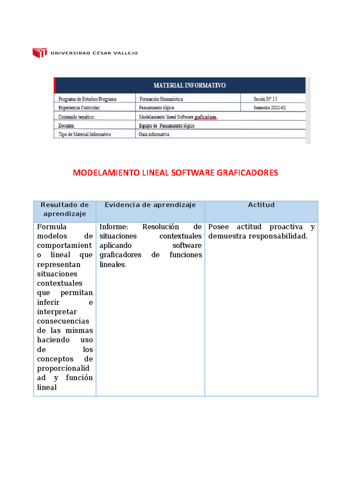 GUÍA Práctica 13 - Ljn - MODELAMIENTO LINEAL SOFTWARE GRAFICADORES ...