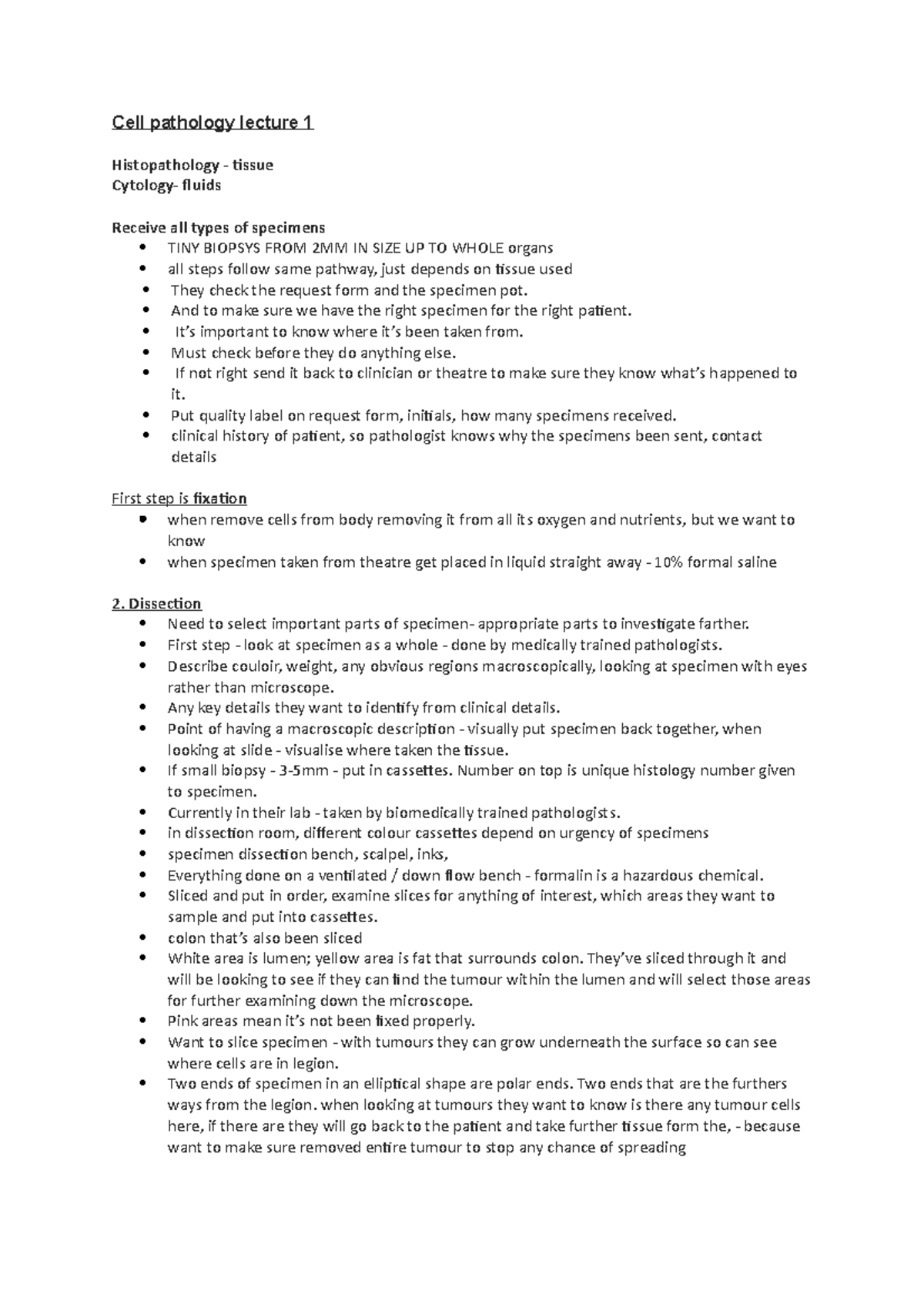 Cell Pathology Lecture 1 - Histology and Cytology - Cell pathology ...