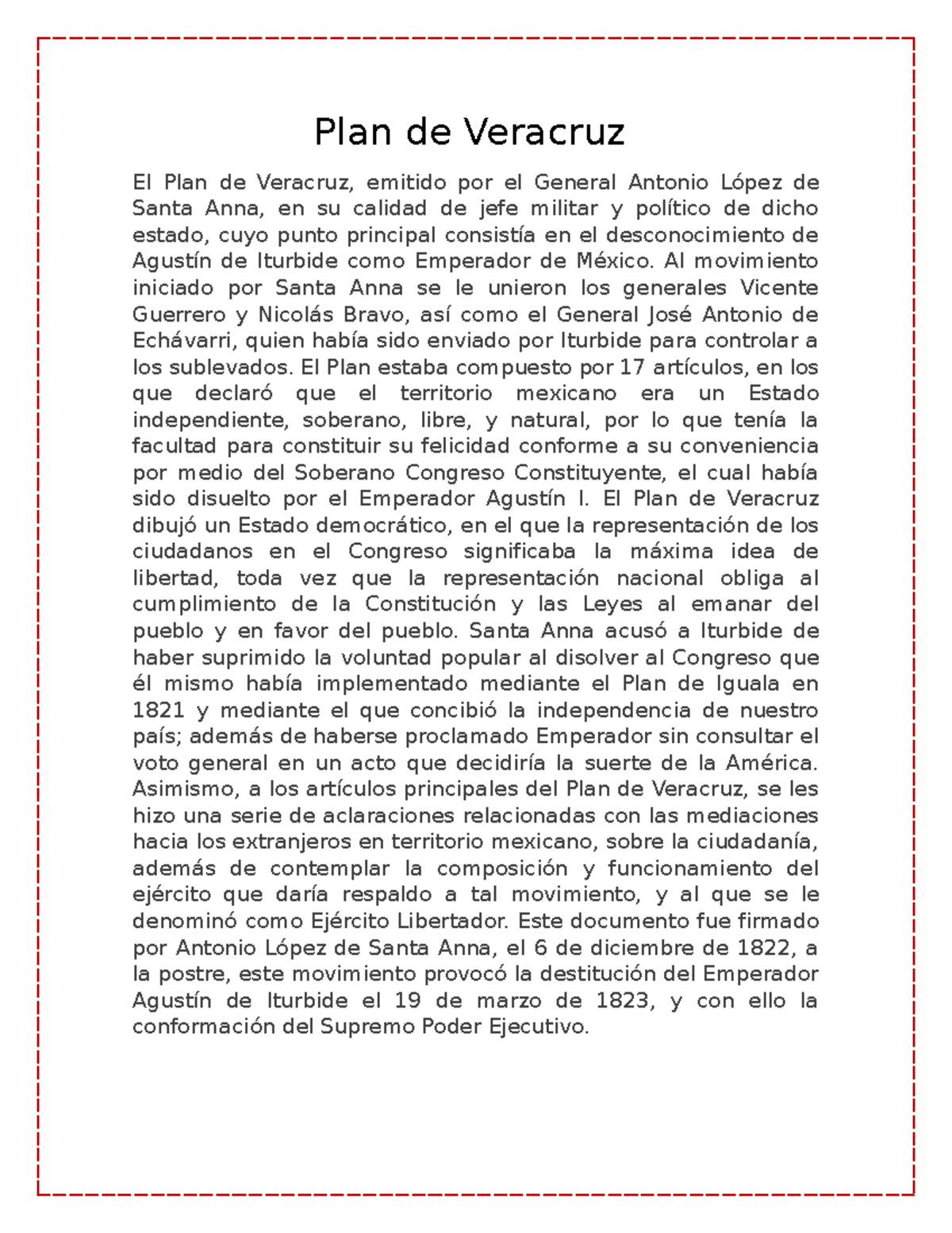 Plan de Veracruz, Ayutla y Tacubaya - Plan de Veracruz El Plan de ...