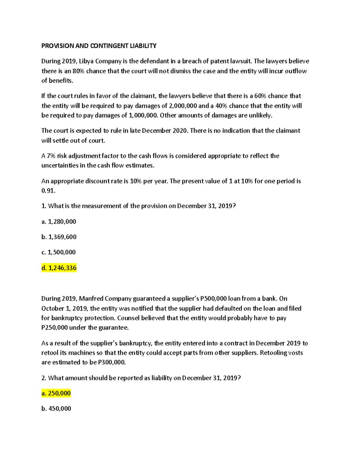 Provision AND Contingent Liability - PROVISION AND CONTINGENT LIABILITY ...