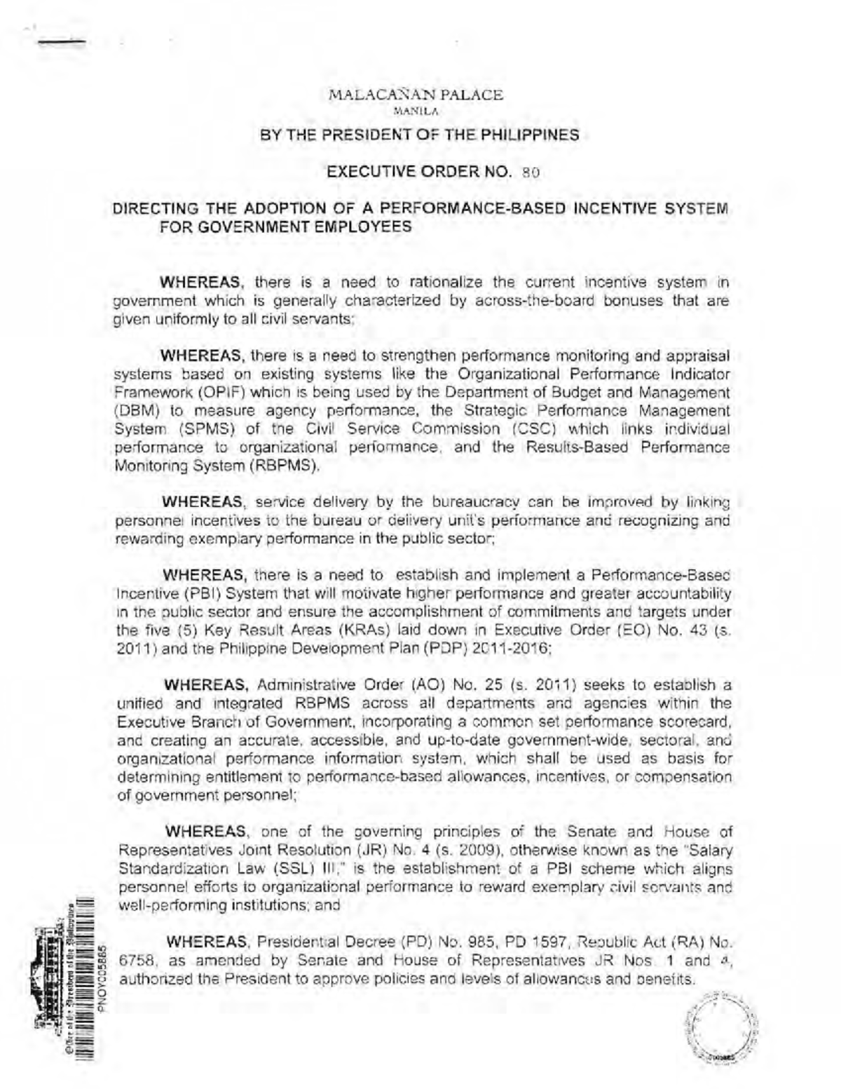 Executive-Order-No - AAA - MALACANAN PALACE MANILA THE PRESIDENT OF THE ...