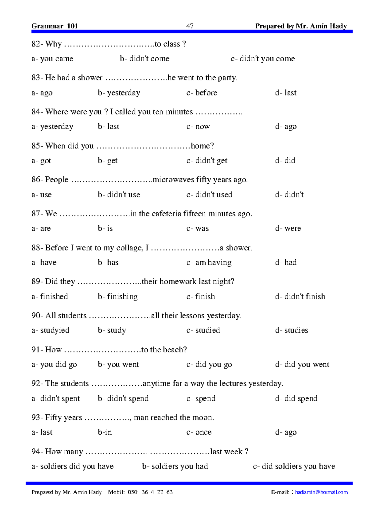 101 Grammar-47 - Improve english skills - Grammar 101 Prepared by Mr ...