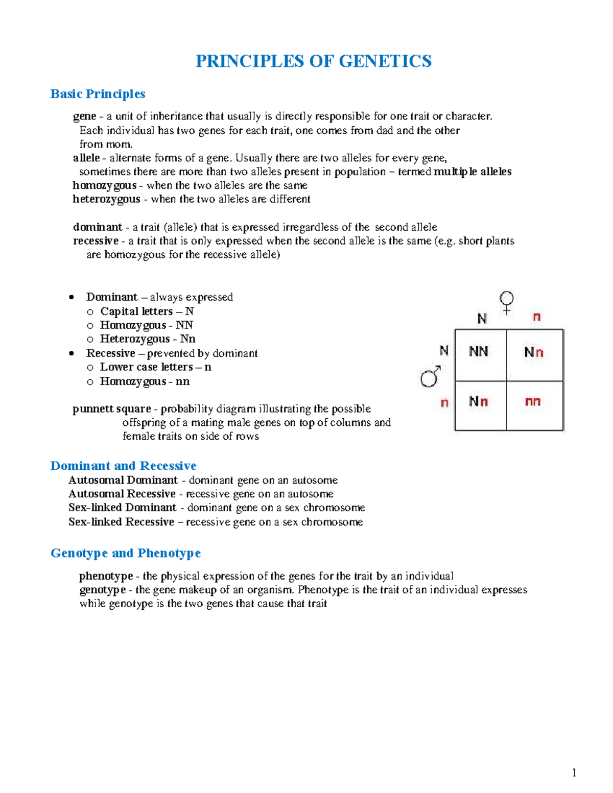 Principle of genetics. - Basic Principles sometimes there are more than ...