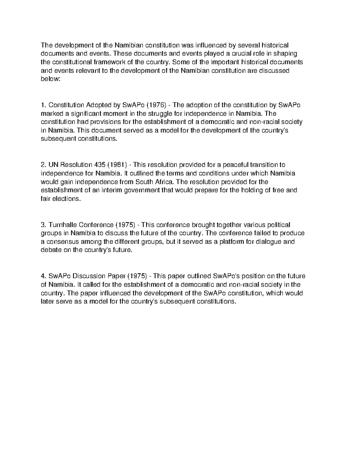 The development of the Namibian constitution was influenced by several ...