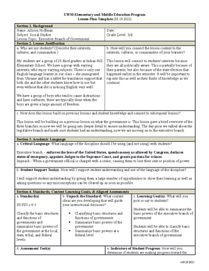 Social Studies Lesson plan - allison hoffman - UWM Elementary and ...