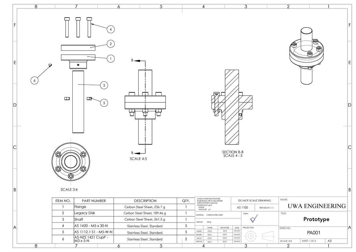 Assembly 2.2 Drawing - SCALE 4: SCALE 3: 4 2 1 6 3 5 B B SECTION B ...