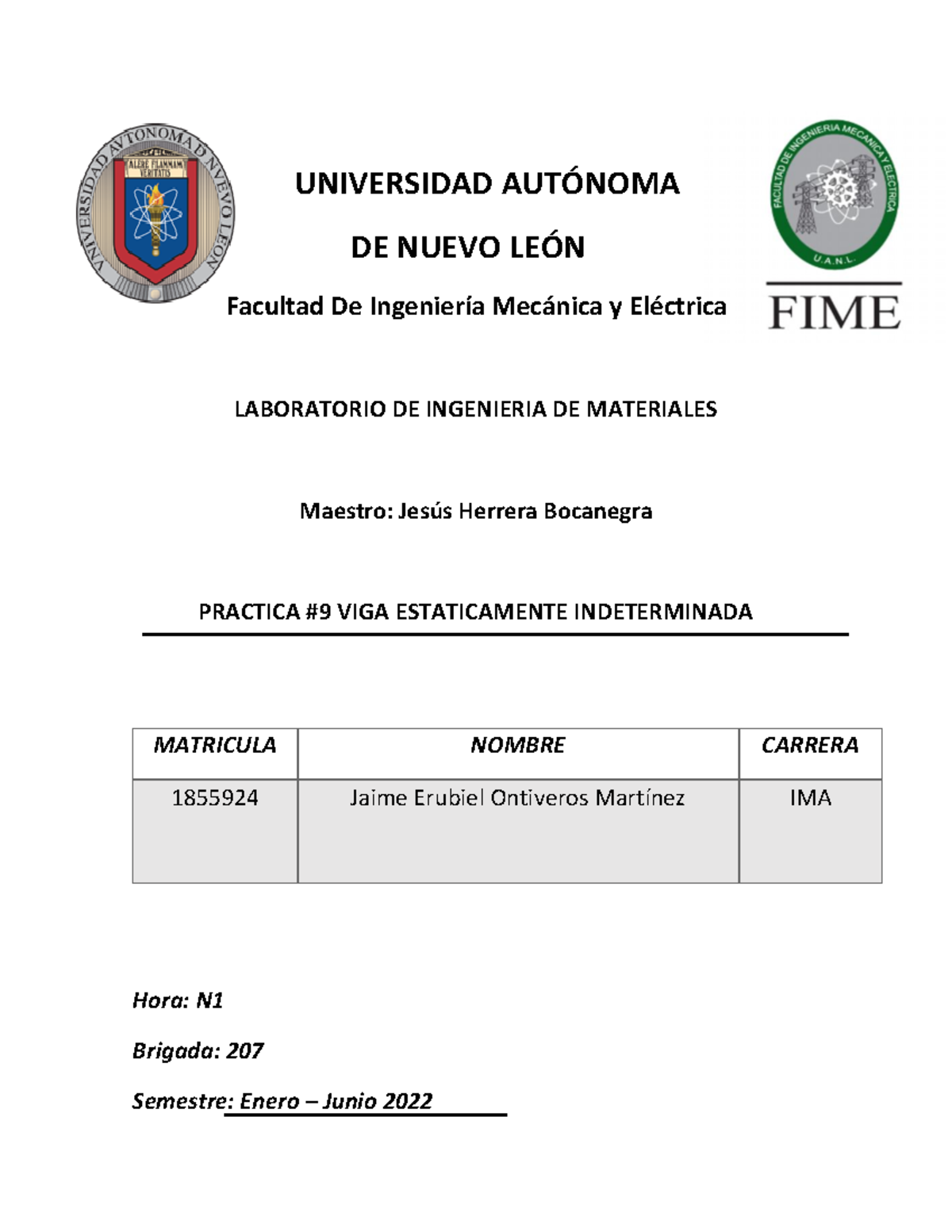 Practica #9 - UNIVERSIDAD AUT”NOMA DE NUEVO LE”N Facultad De IngenierÌa Mec·nica y ElÈctrica ...
