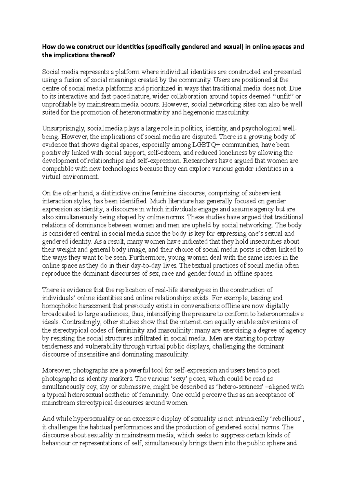 How do we construct our identities - Users are positioned at the centre ...