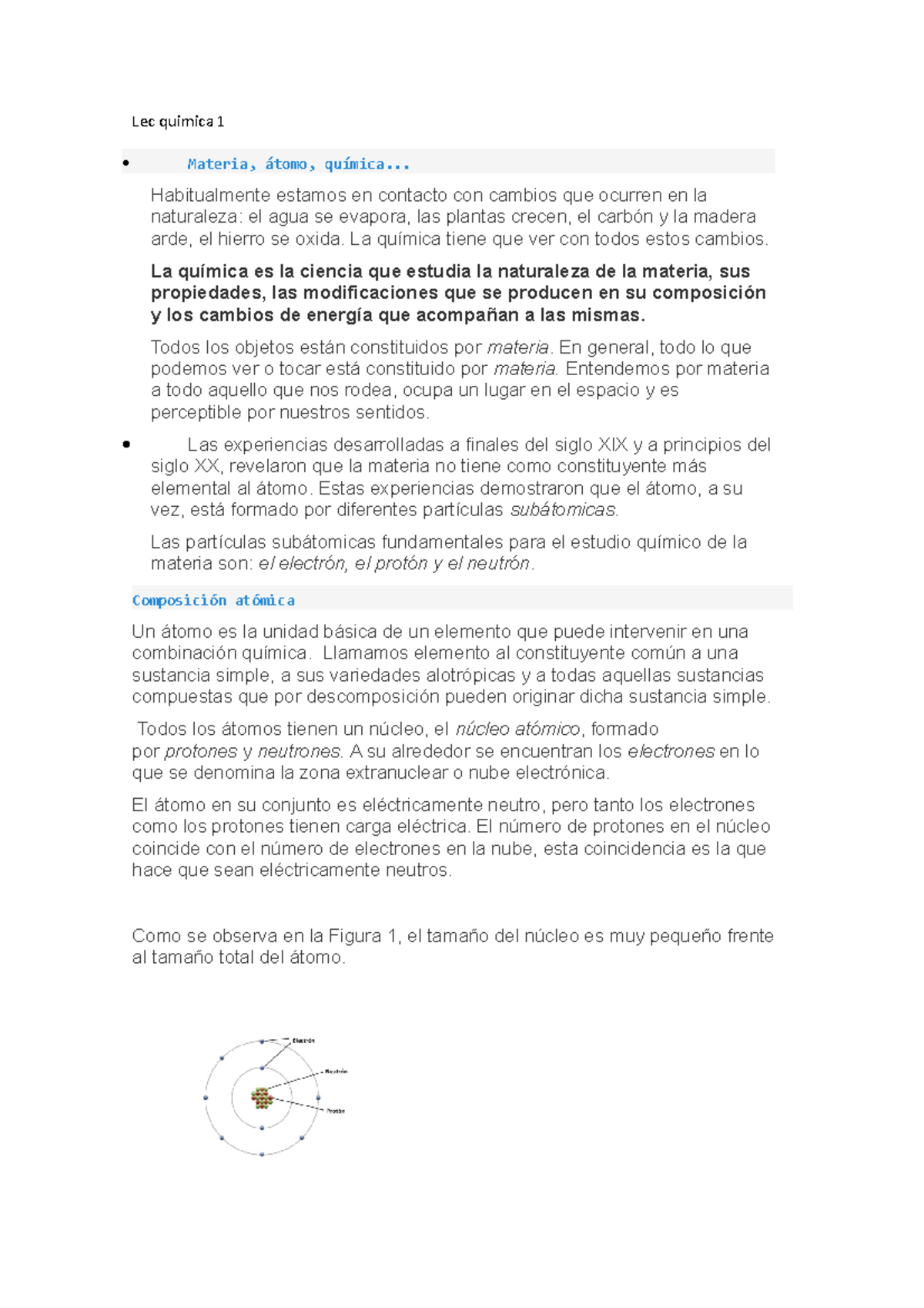 Lec quimica 1 - .. Habitualmente estamos en contacto con cambios que ...
