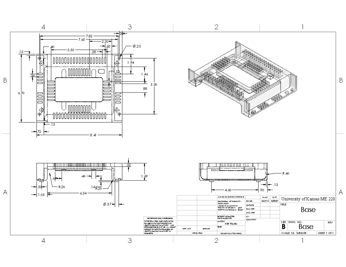 ME 228 Final assignment - 0 0. A A B B 4 4 3 3 2 2 1 1 ABS Plastic Base ...