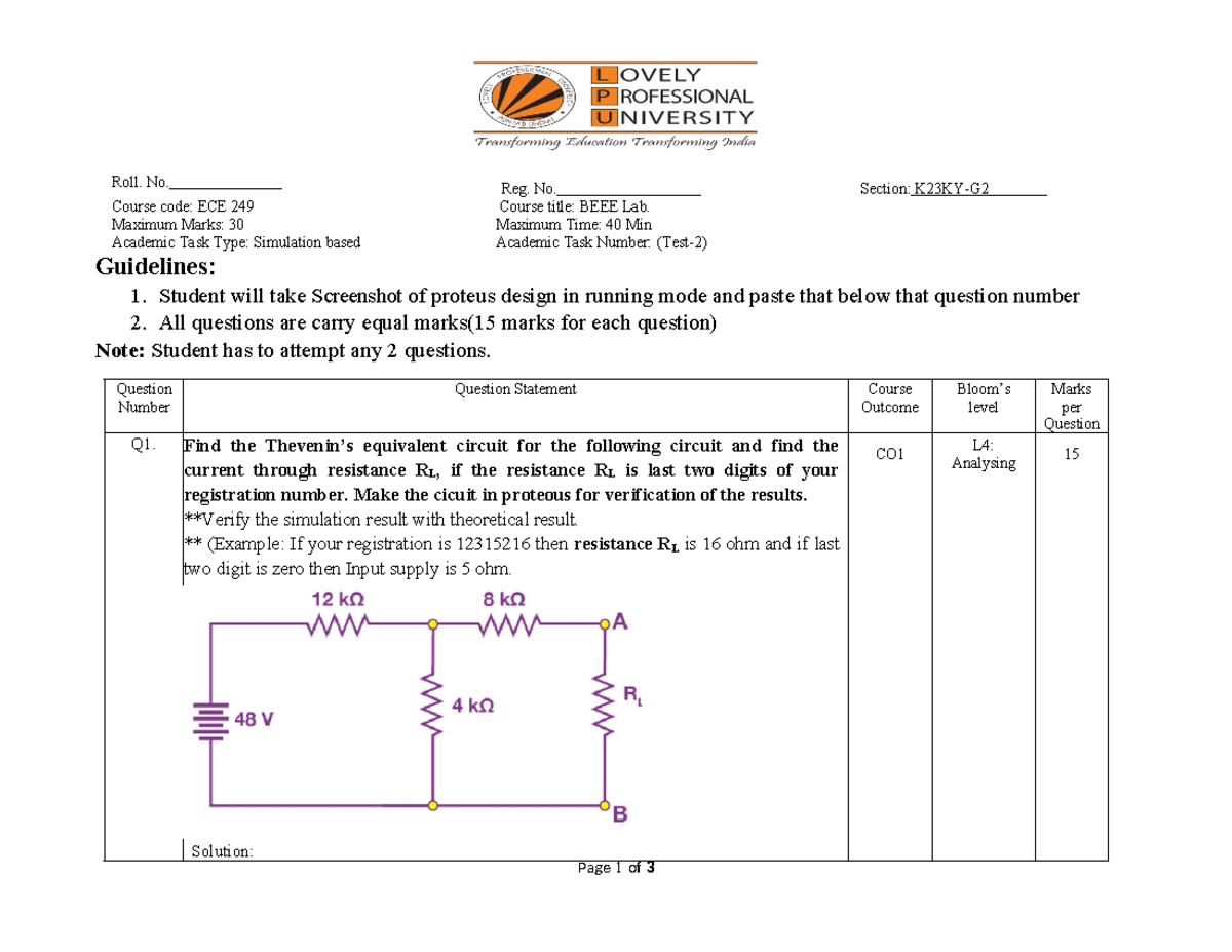 CA2 ECE249 2024 final - Practical - Page 1 of 3 ####### Roll. No. Reg. No. Section: K23KY-G ...