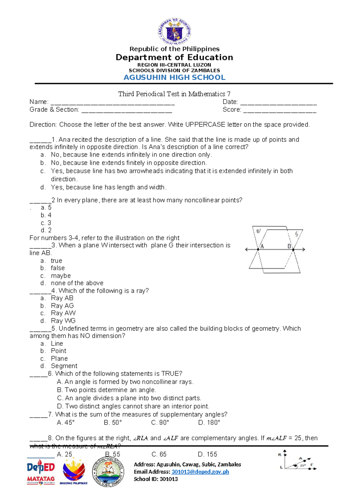 Math 7 - Address: Agusuhin, Cawag, Subic, Zambales Email Address ...