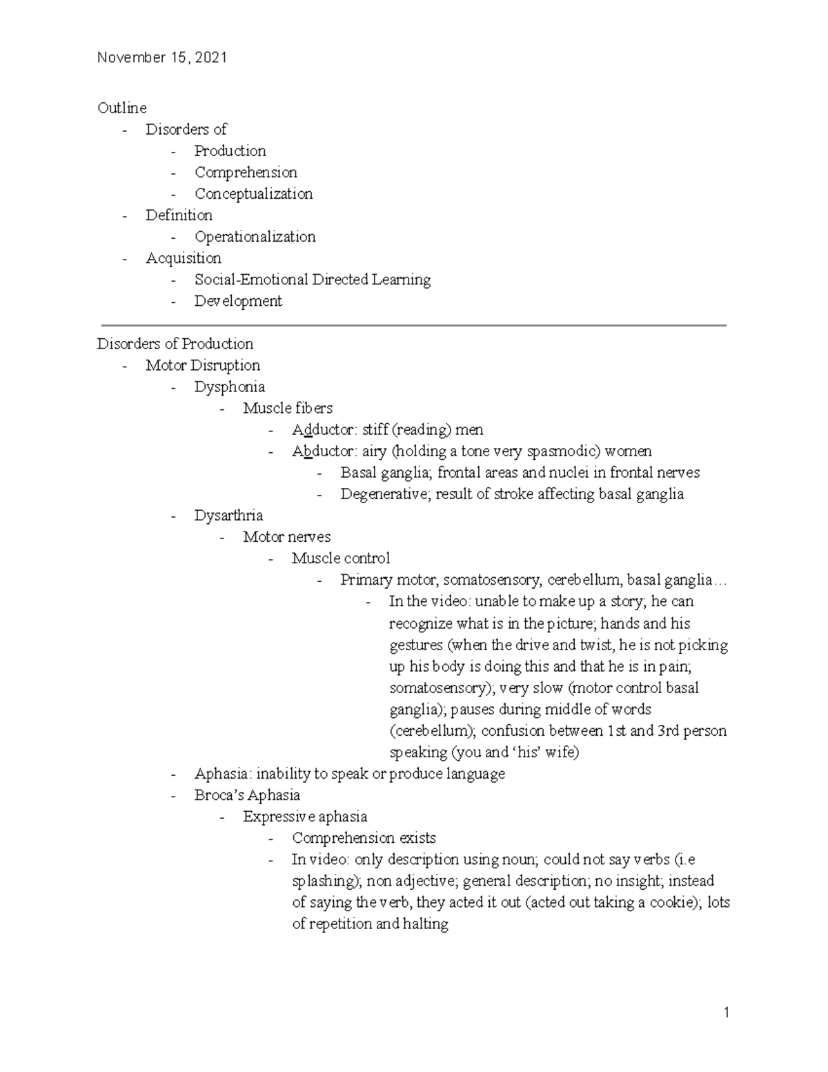 PSYC 251 A02 - Language - Dr. Iris Gordon - November 15, 2021 Outline ...