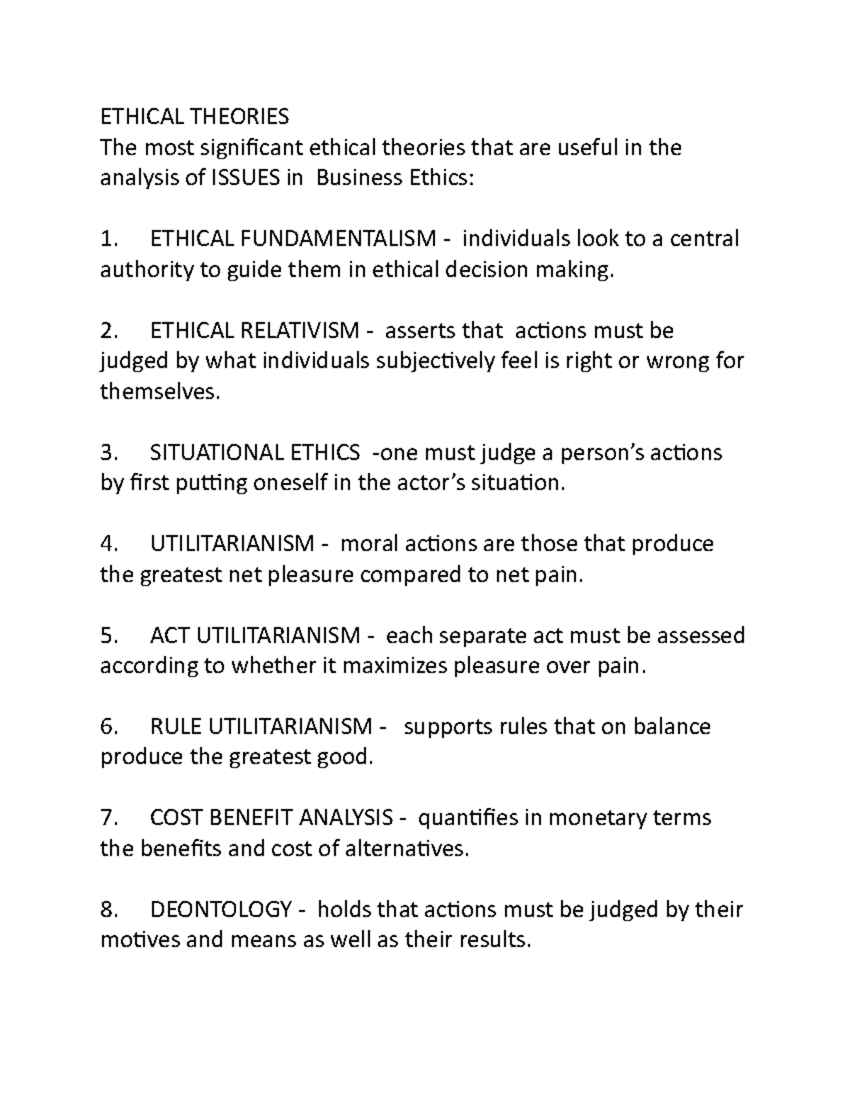 Ethical Theories with theories cycle - ETHICAL THEORIES The most ...