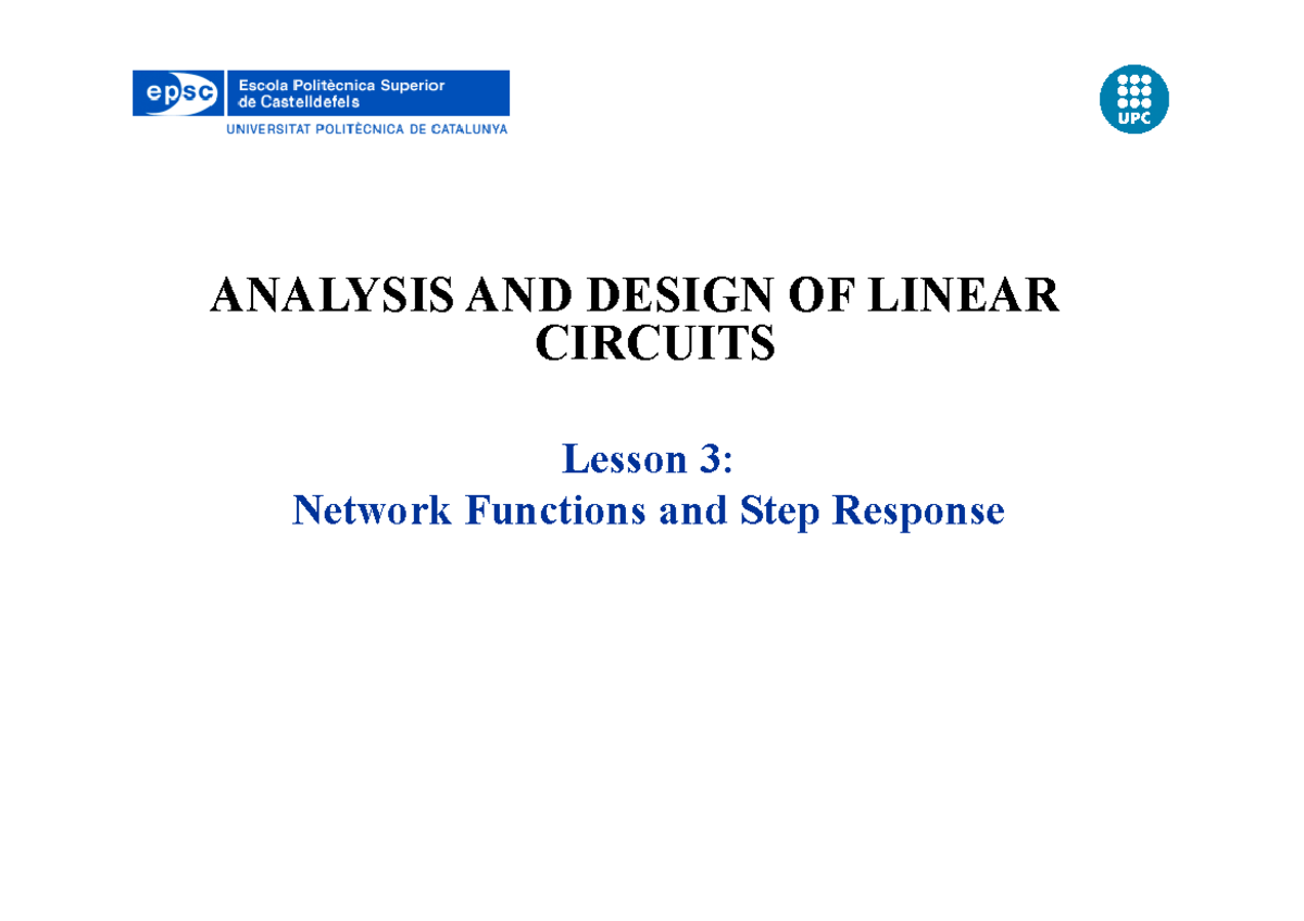Slides Lesson 3 - Analysis and design of linear circuit - ANALYSIS AND ...