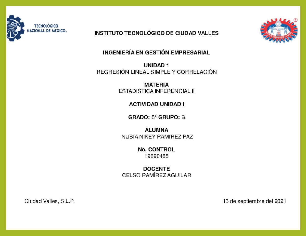 19690485 Nubia Nikey Ramirez PAZ - Actividad Unidad I B - INSTITUTO ...