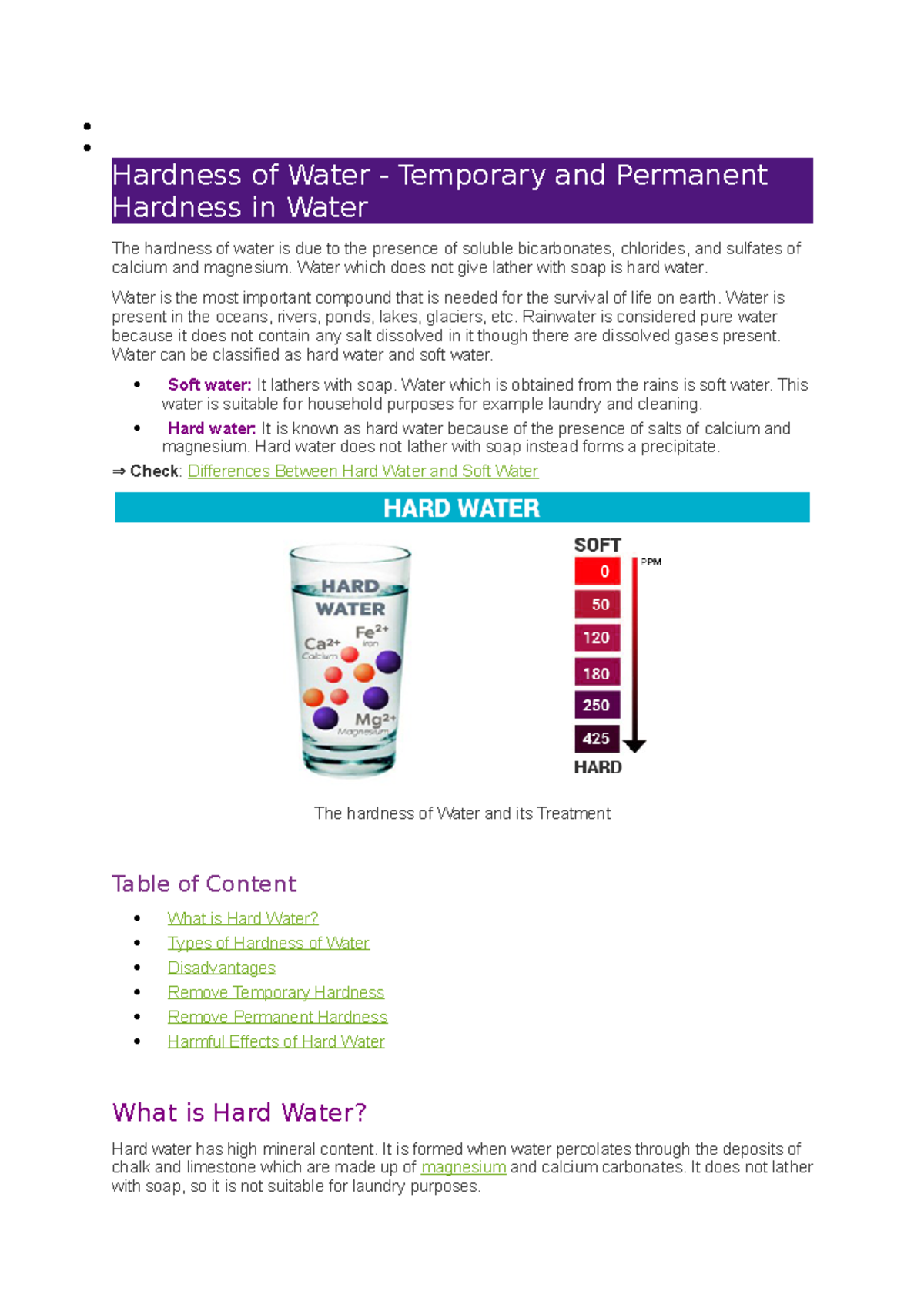 Hardness OF Water - Hardness of Water - Temporary and Permanent ...