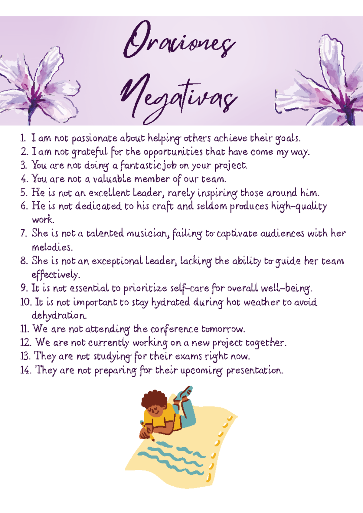 Oraciones 2.. N - Oraciones Negativas Imopsnebtei hsce e a. Imogtuf ...