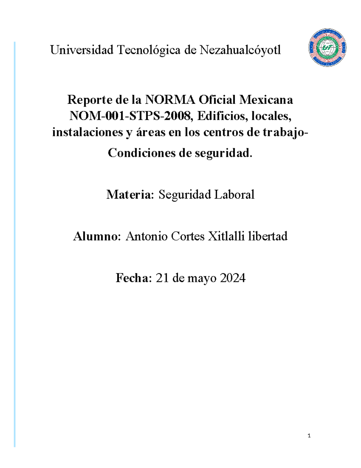NOM 001 STPS 2008 - ensayo basado en la nom 001 dentro de las ...