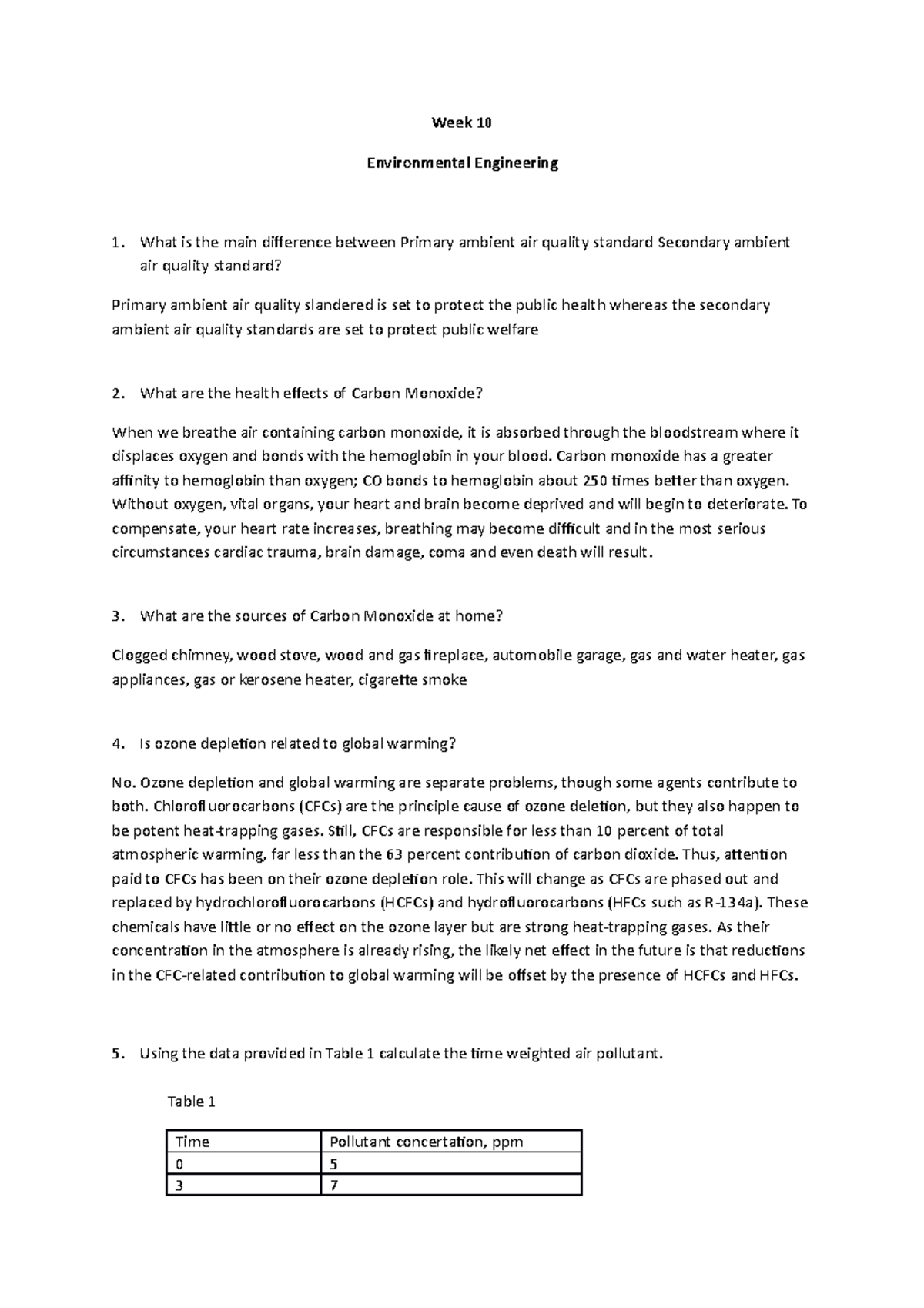 Tutorial week 10-solution - Week 10 Environmental Engineering What is ...
