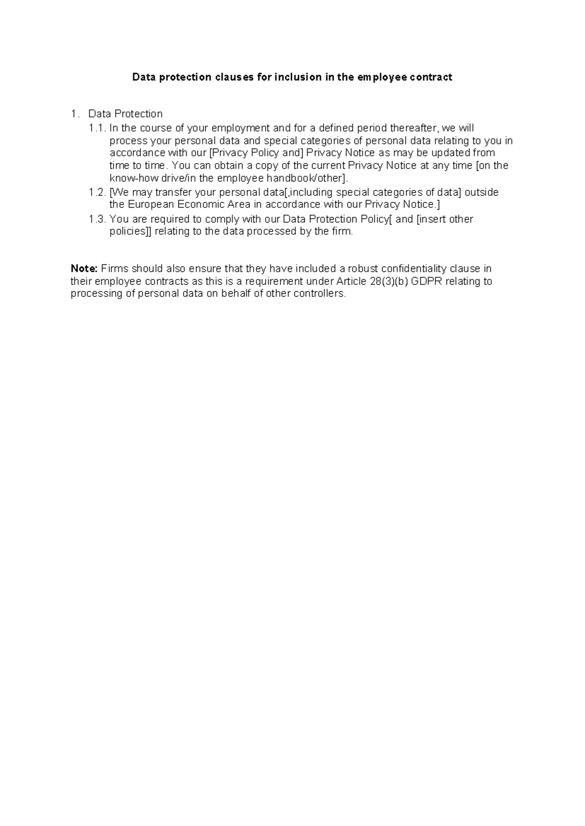 Gdpr-firms-template 7-dataprotectionclauses-employee-contract 2 - Data ...