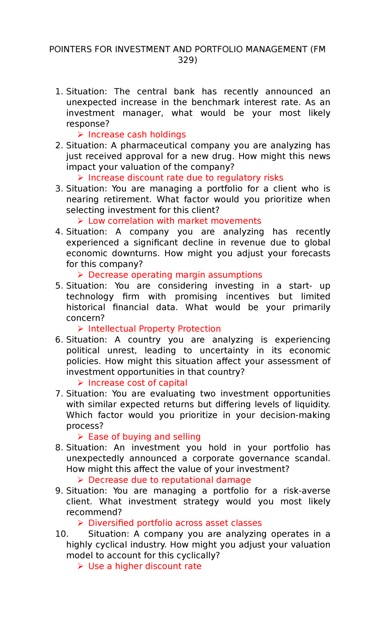 Pointers FOR Investment AND Portfolio Management - POINTERS FOR ...