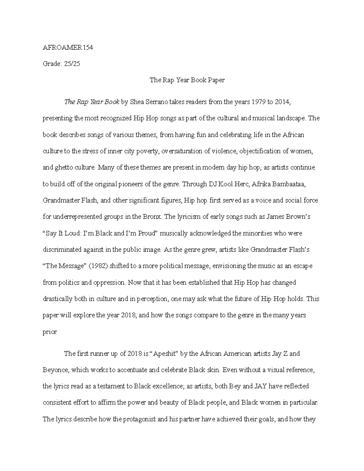 Rap Year Book Paper - The book describes songs of various themes, from ...