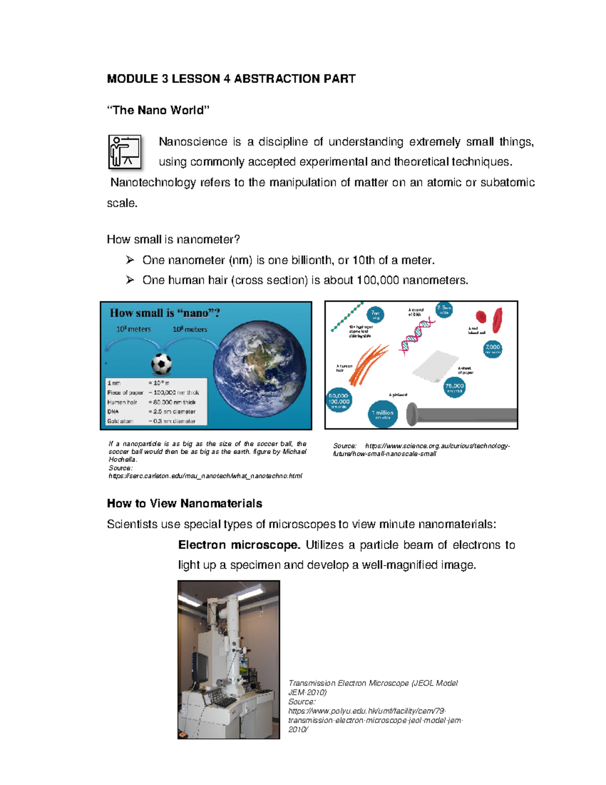 Module 3 Lesson 4 Abstraction Part STS - MODULE 3 LESSON 4 “The Nano ...