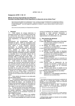 Astm c 127 01 - Normas ASTM pdf en español - ASTM C 127 - ASTM C 127 - 0101 Designación ASTM ...