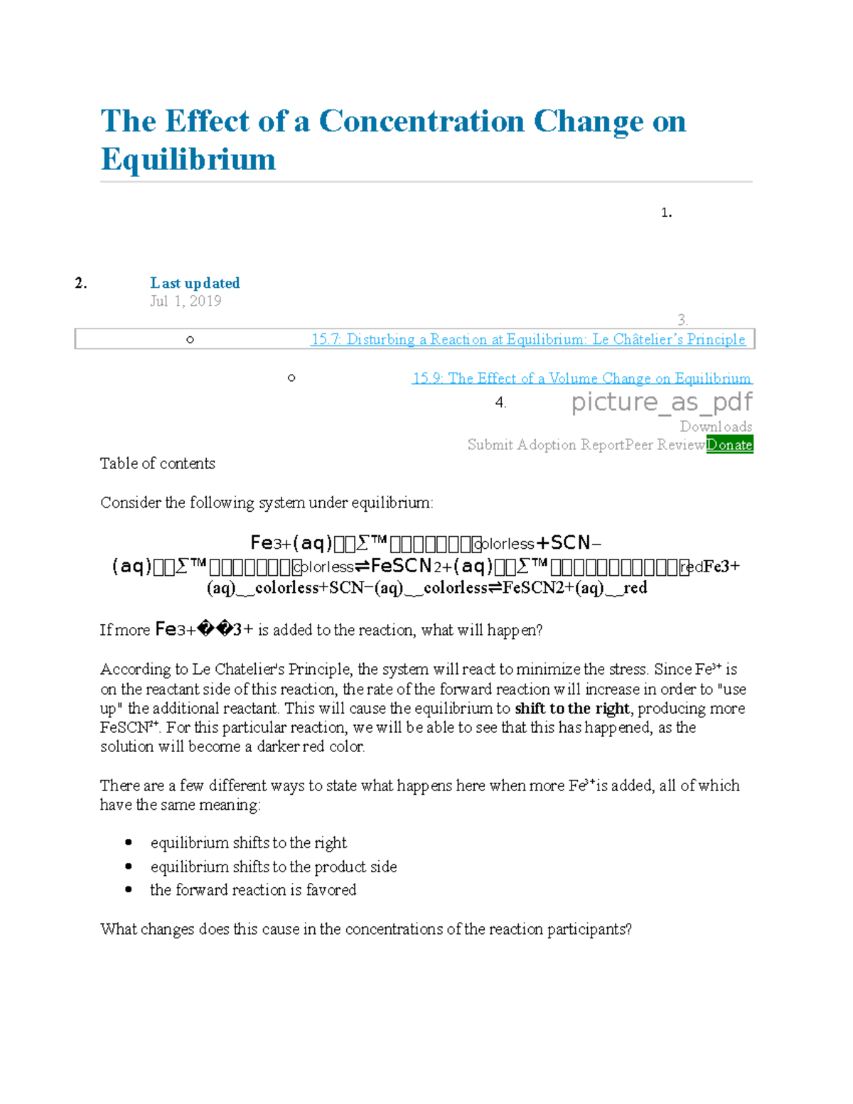 The Effect of a Concentration Change on Equilibrium - The Effect of a ...