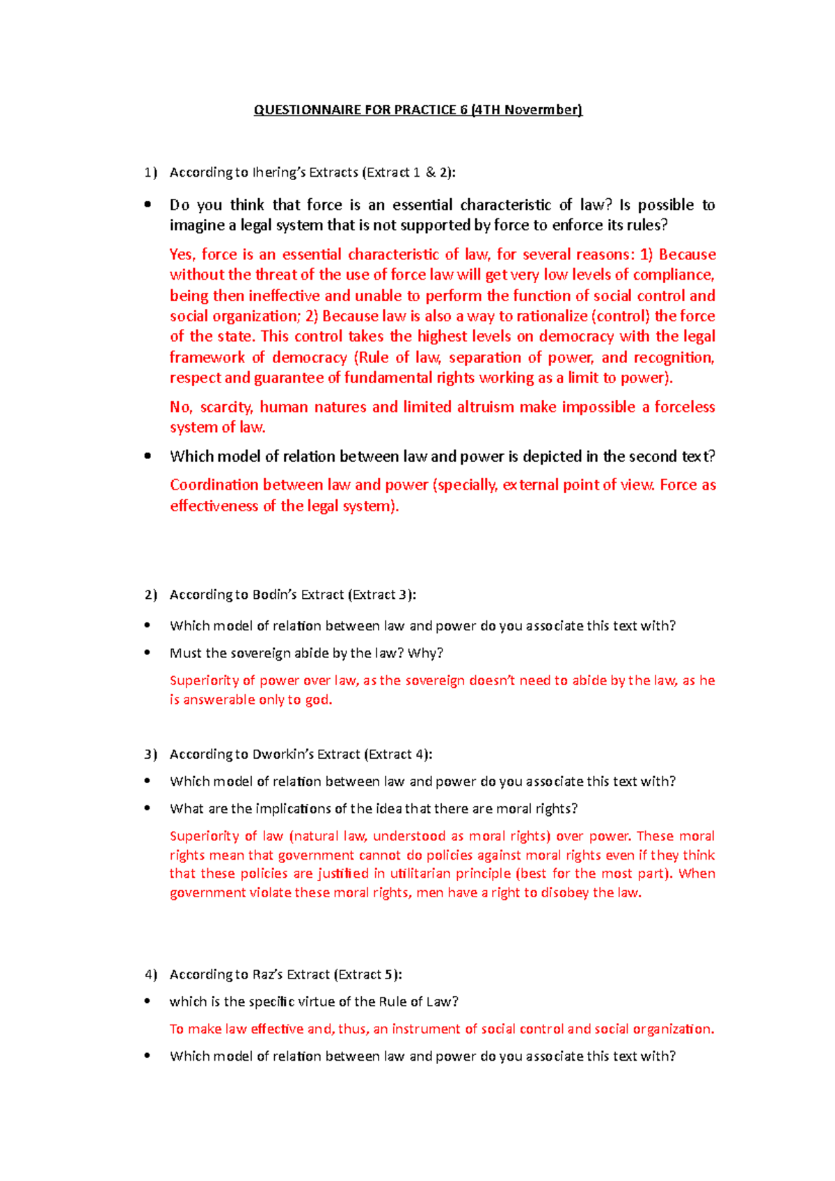Practice 6 Questionnaire. Theory of law - QUESTIONNAIRE FOR PRACTICE 6 ...
