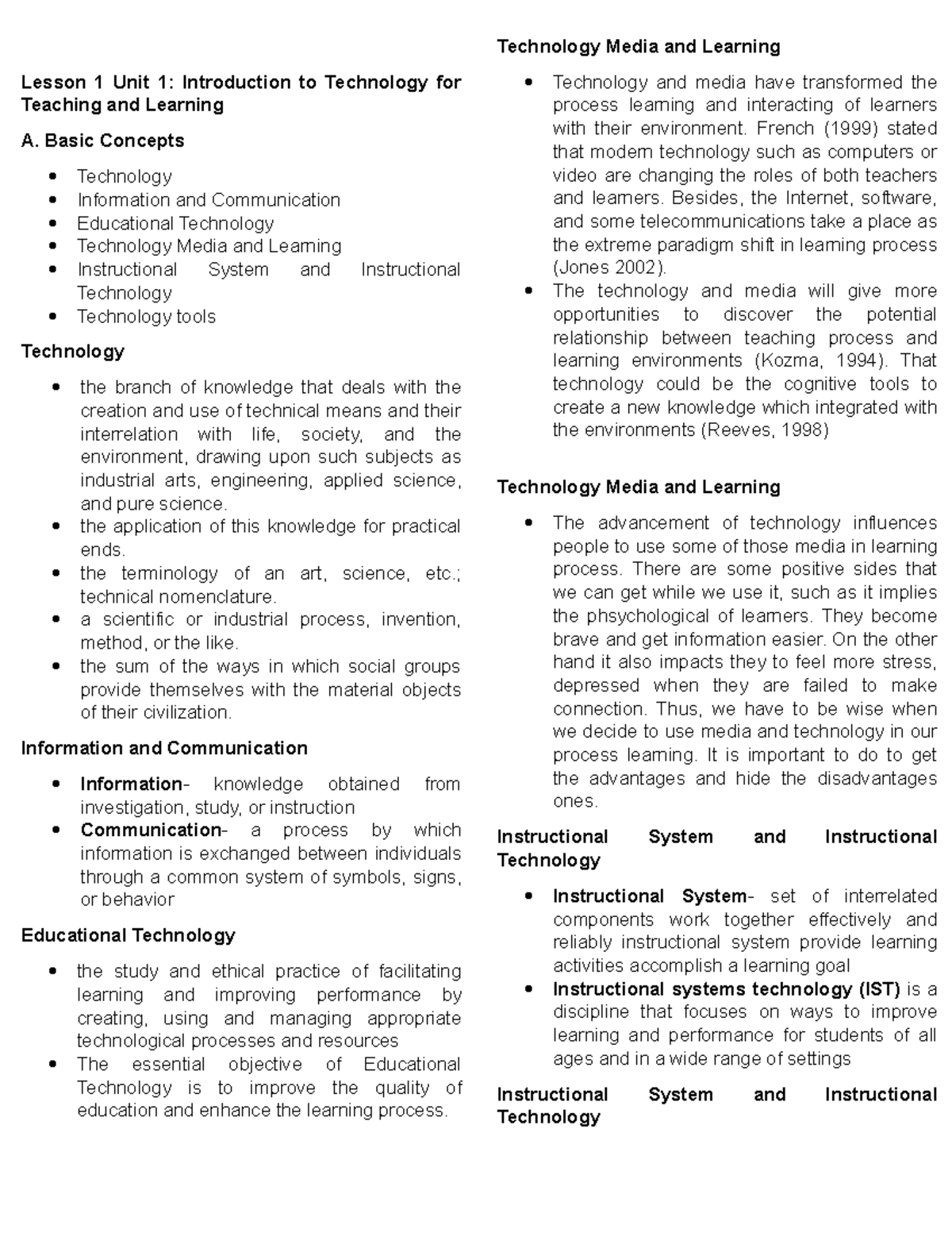 TTL Lesson 4 - 5a - leson - Lesson 1 Unit 1: Introduction to Technology ...