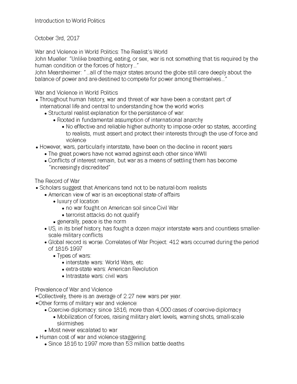 Ch. 4 Introduction to World Politics - Introduction to World Politics ...