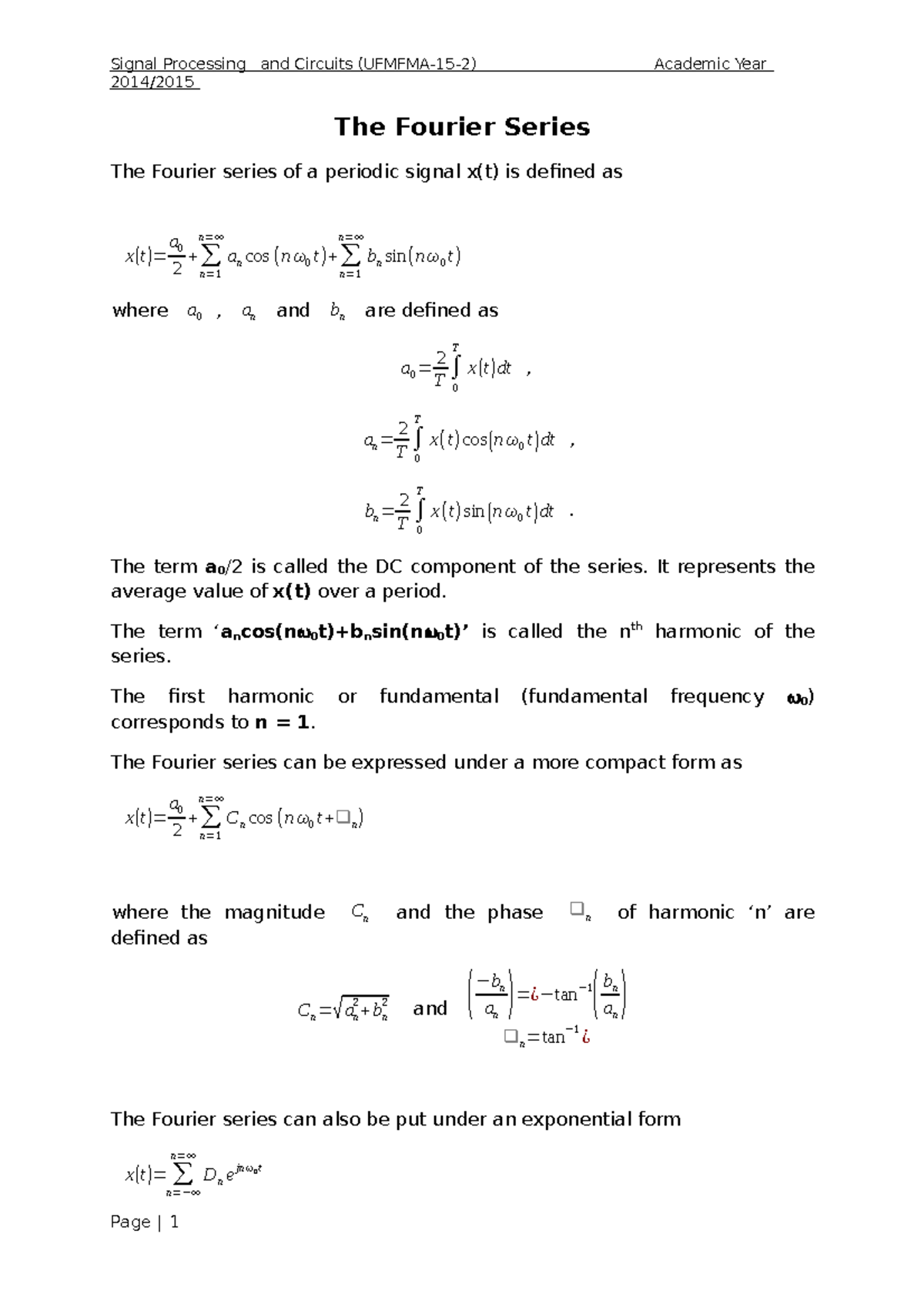 Ufmfma-15-2 Worked Examples - Fourier Series - 2014/ The Fourier Series ...