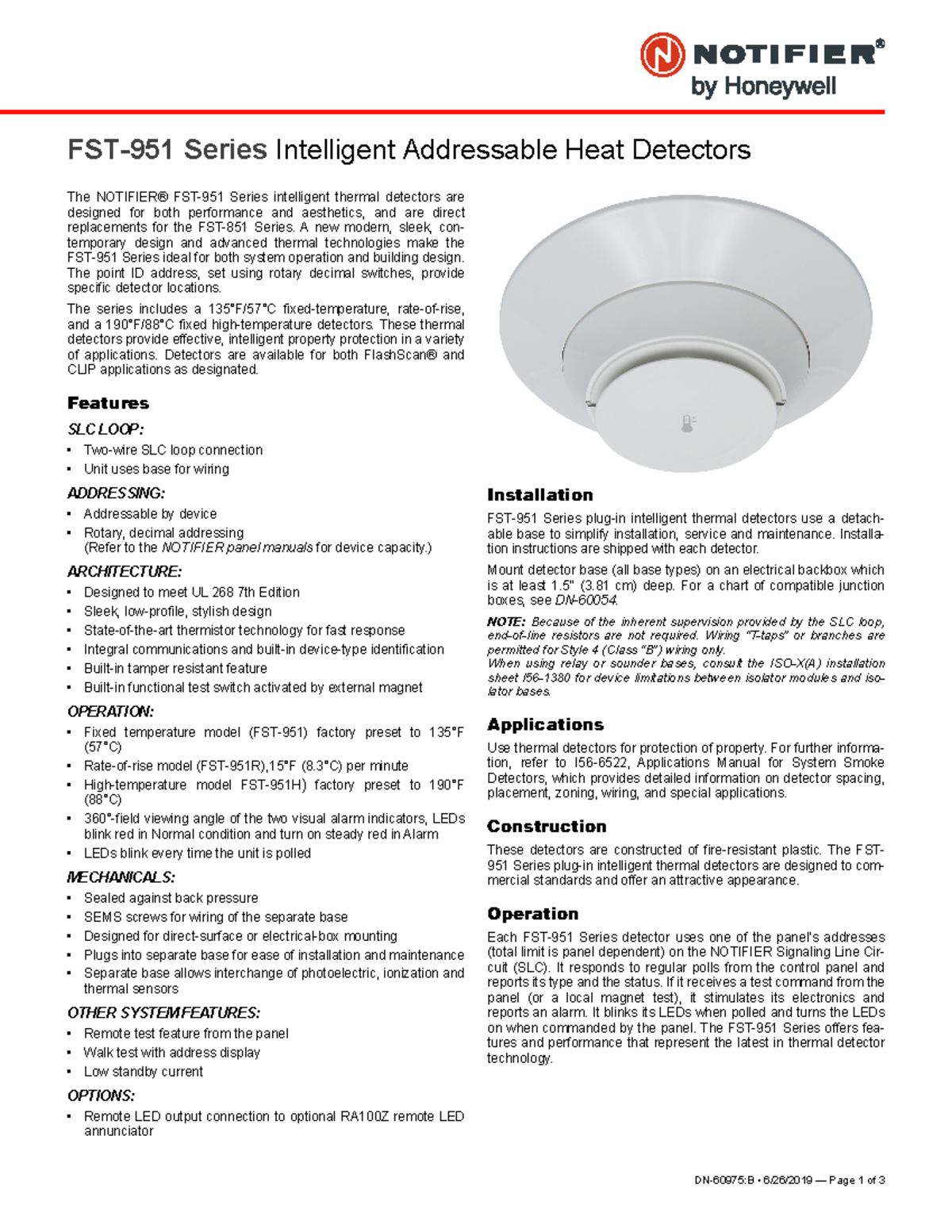 DN 60975 - HAHAHA - DN-60975:B • 6/26/2019 — Page 1 of 3 FST-951 Series ...