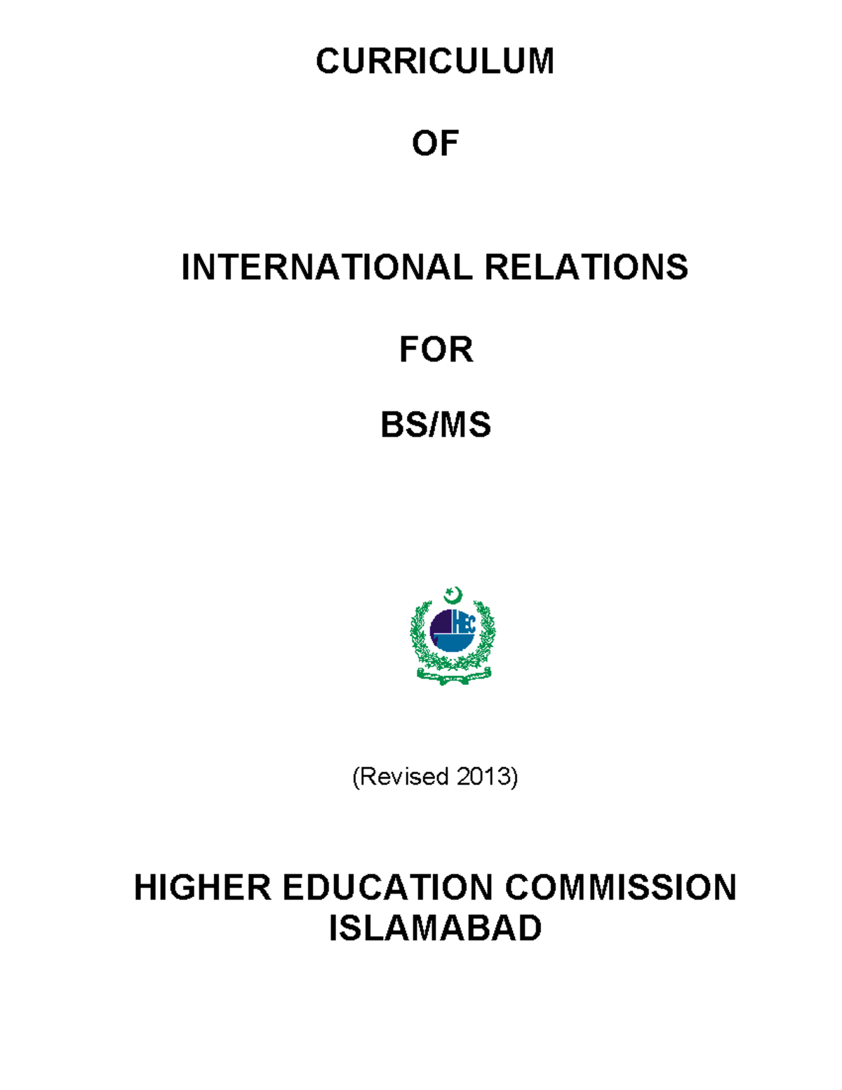 International relations 2012-13 - CURRICULUM OF INTERNATIONAL RELATIONS ...