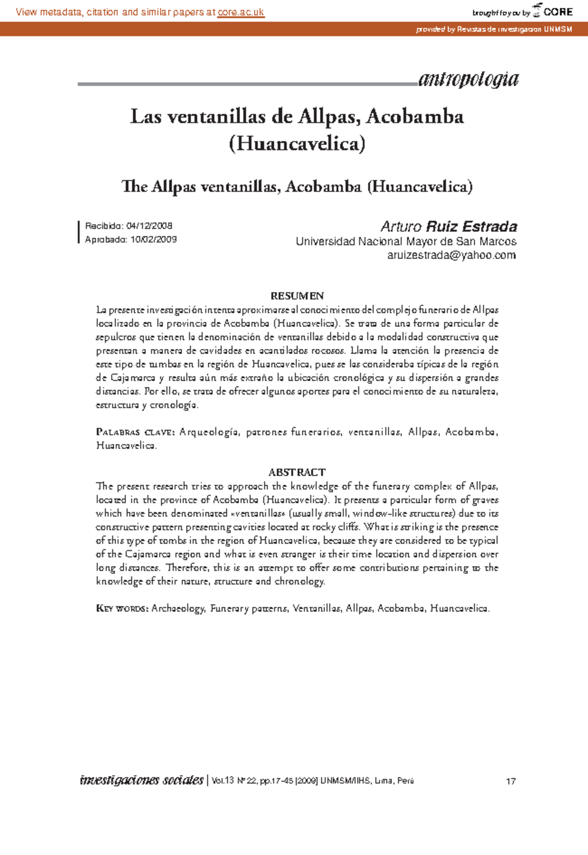 Ventanillas de Allpas - QUISIERA INFORMACION - antropología ...