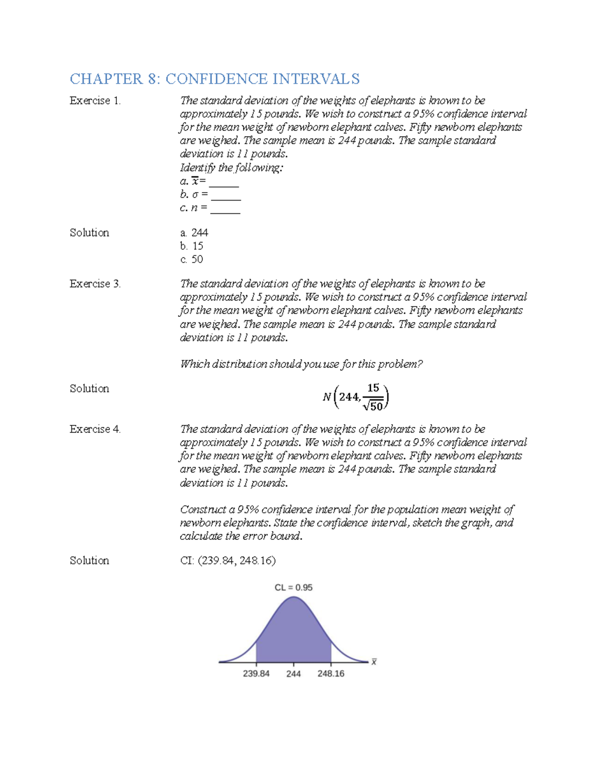 2550-Ch08 - Textbook - CHAPTER 8: CONFIDENCE INTERVALS Exercise 1. The ...