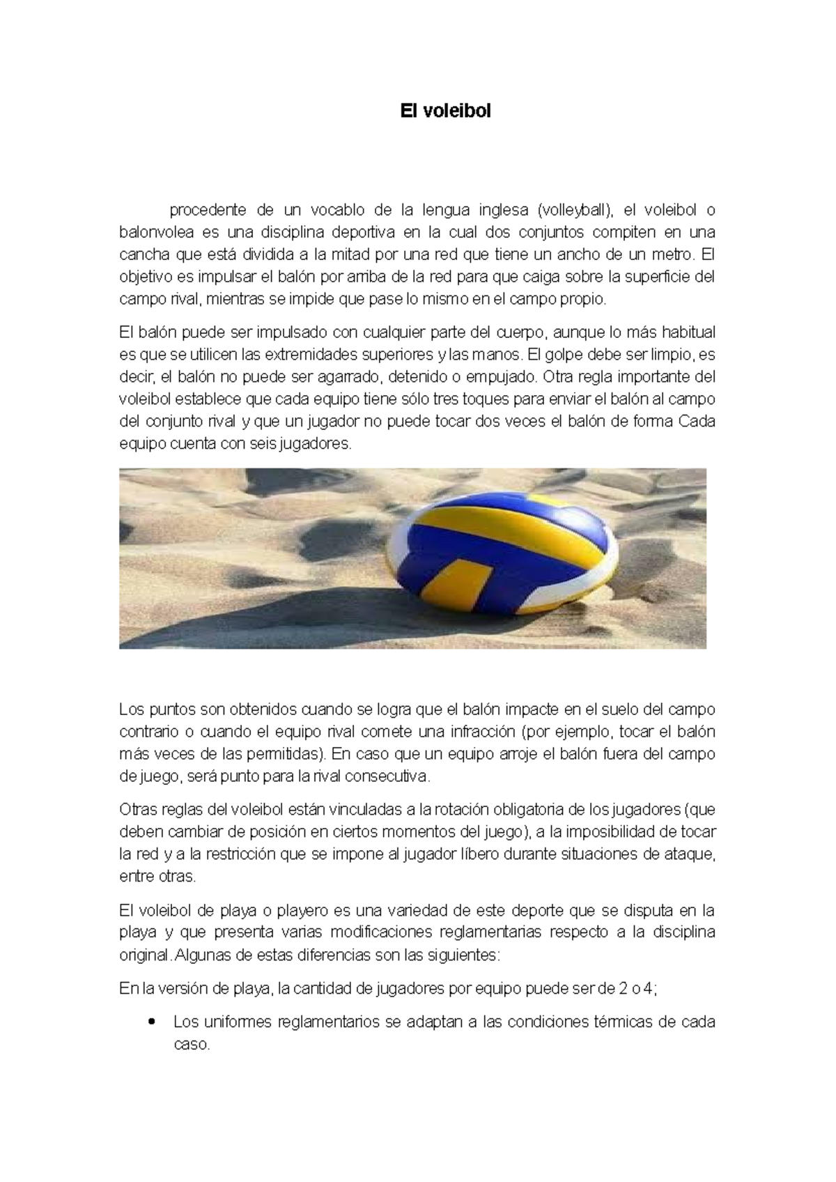 El voleibol clary - Deporte - El voleibol procedente de un vocablo de ...