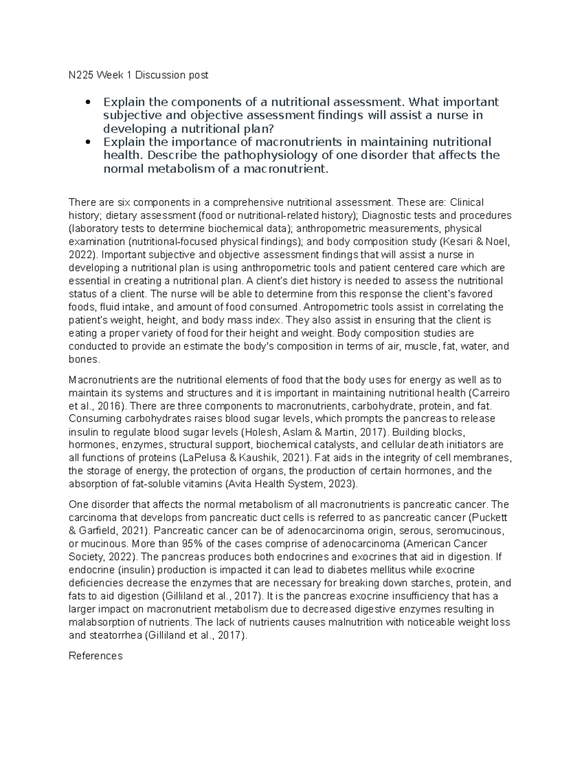 N225 Week 1 Discussion post - N225 Week 1 Discussion post Explain the ...